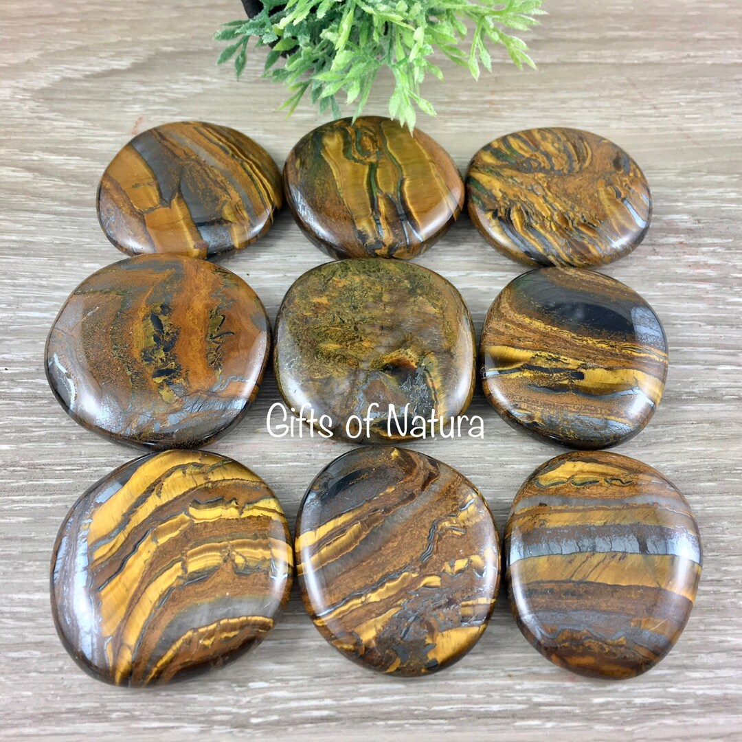 Golden Tiger Iron Palm Stone / Earth Stone / Worry Stone Natural, Hand ...