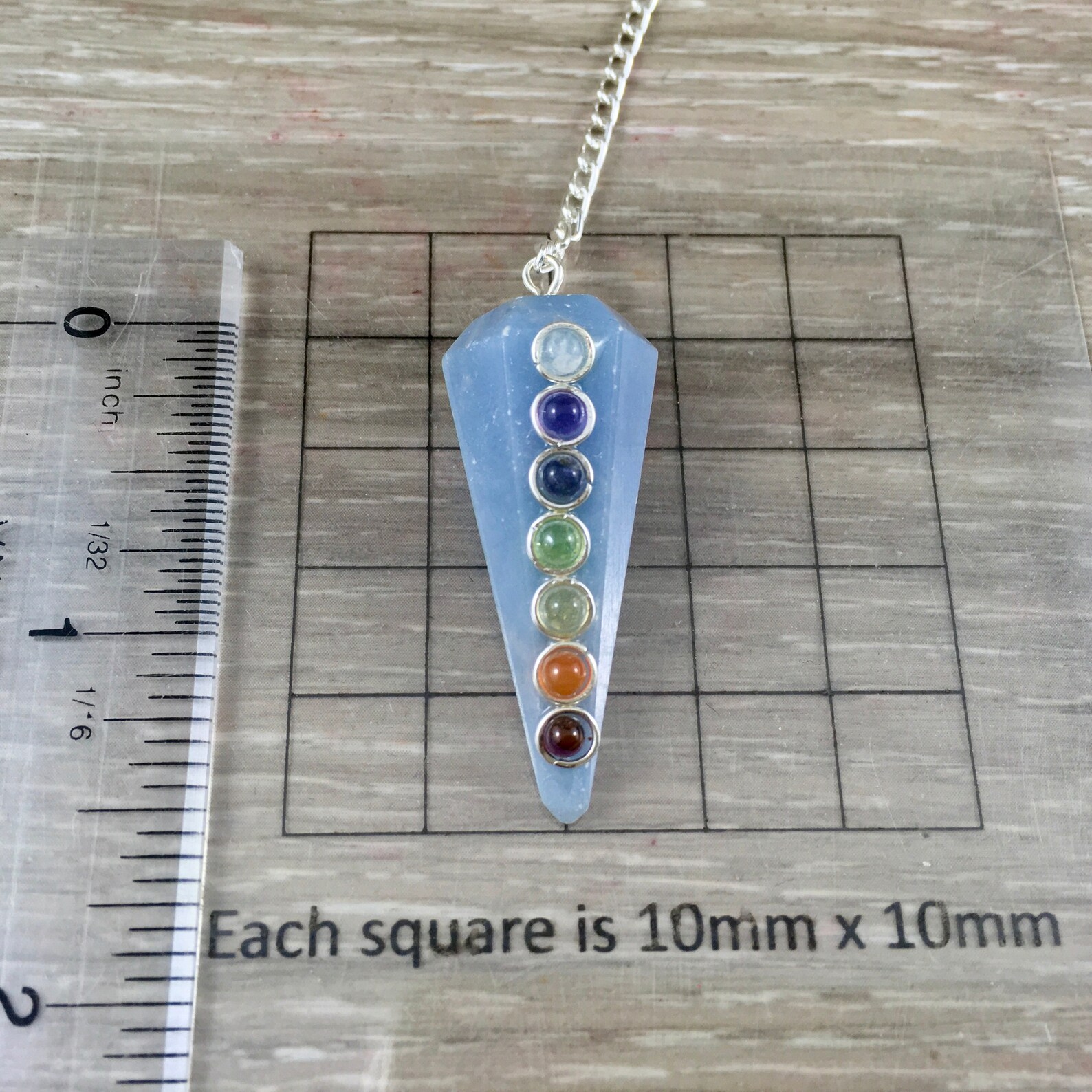Genuine Angelite Pendulum With 7 Chakra Gemstones angelic - Etsy