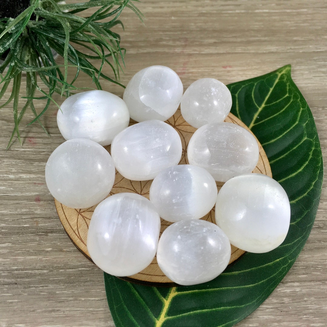 White Selenite Tumbled, Smooth, Polished 1 spiritual Activation spirit ...