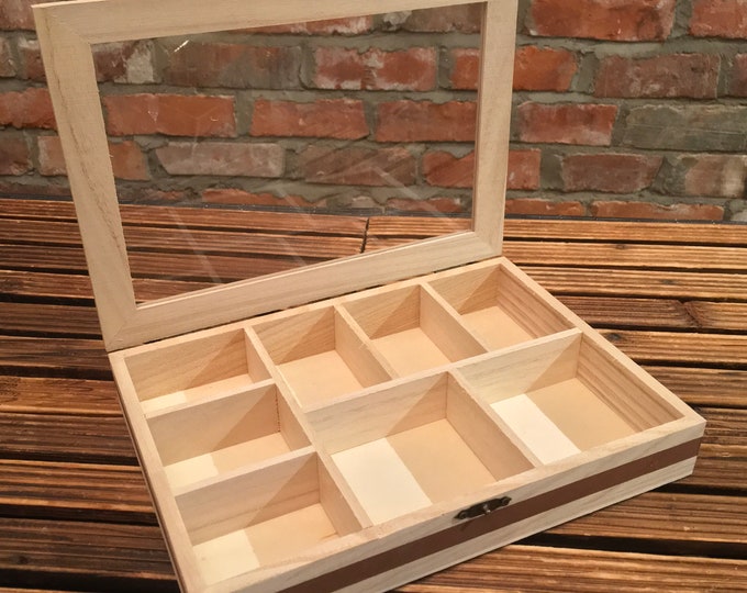 Crystal Collection Box Glass Top Box Adjustable Rock Display Case Box ...