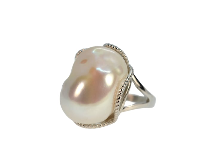 Large Baroque Pearl Ring for Women, Genuine Freshwater Pearl Ring for ...