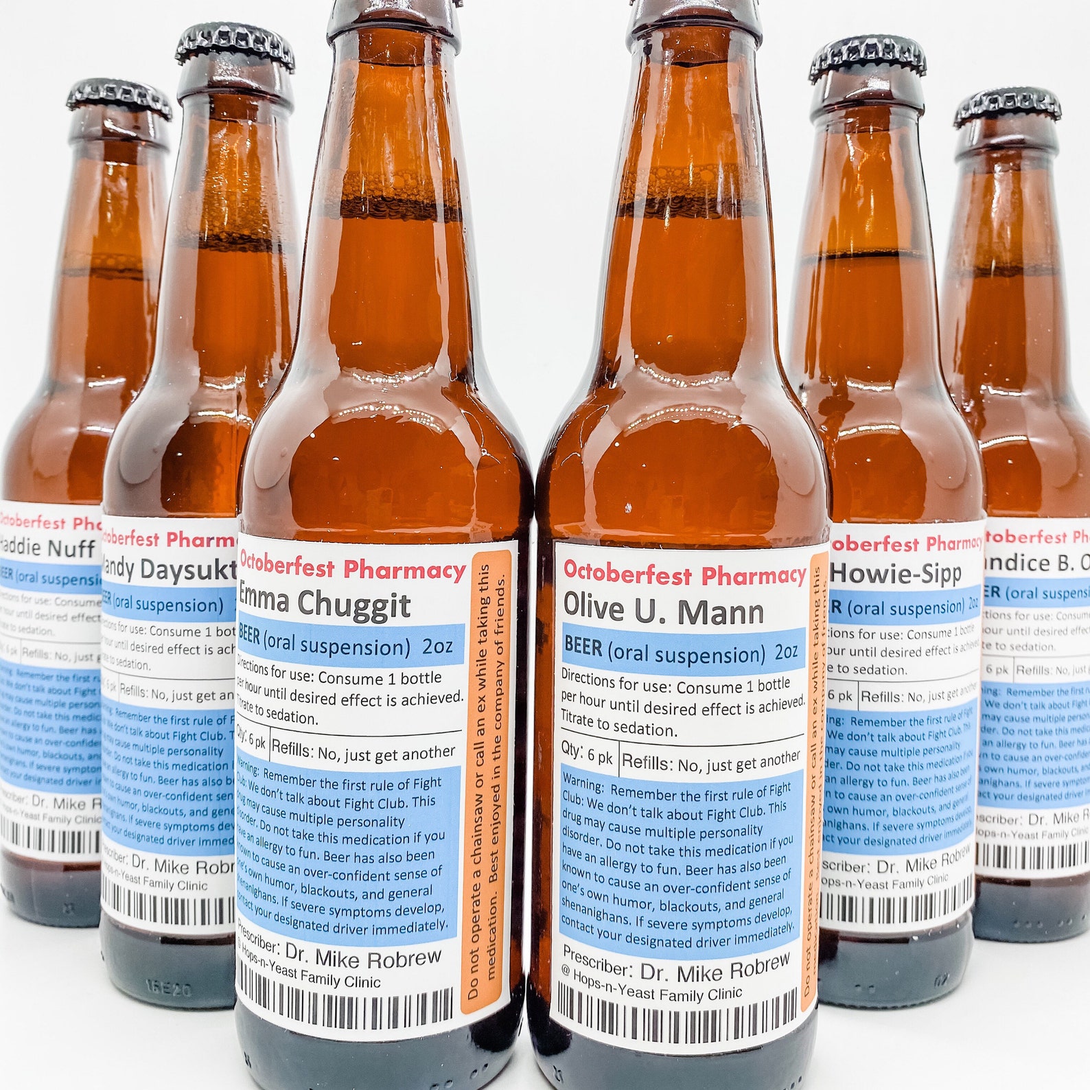 SET of 6 Beer Bottle PRINTABLE Labels/ PDF/ Pill Bottles / Emergency ...