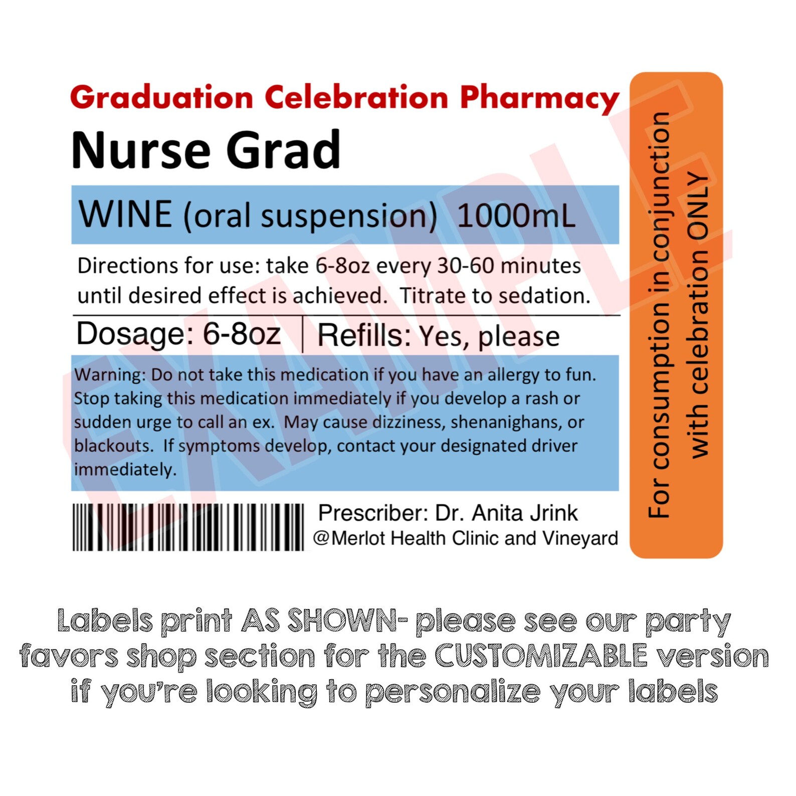 Nurse Graduation Wine Bottle PRINTABLE LABELS/ PDF/ Pill Bottles ...