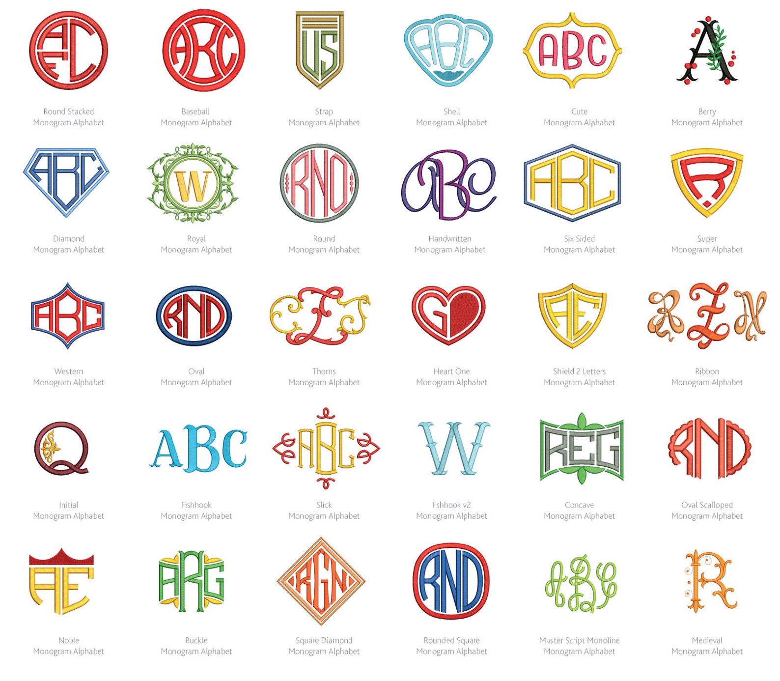 50 Monogram Embroidery Font Bundle Machine Embroidery Monogram | Etsy