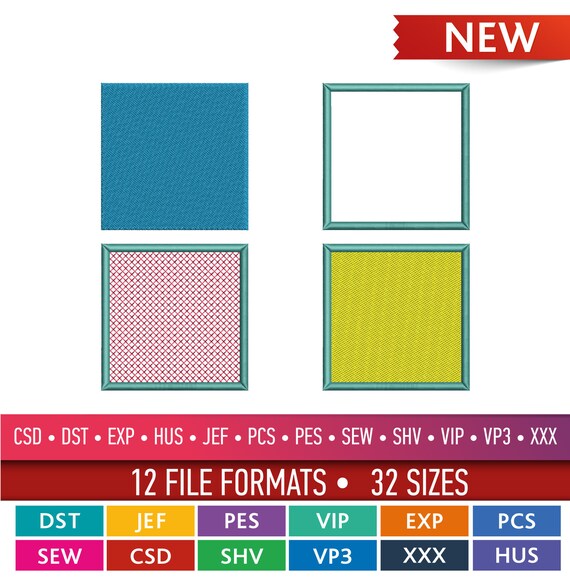 Square Shape Embroidery Square Shape Machine Embroidery Design | Etsy