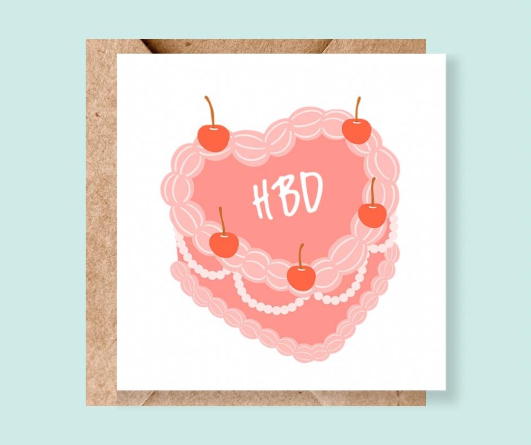 Heart Cake Happy Birthday Card | PERSONALISE ME! - Etsy