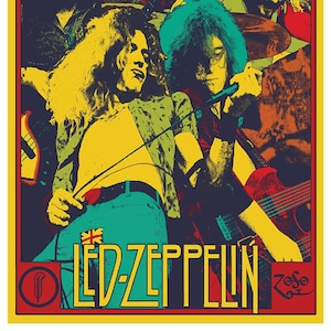 Led Zeppelin Psychedelic Illustration Poster Led Zeppelin Vintage ...