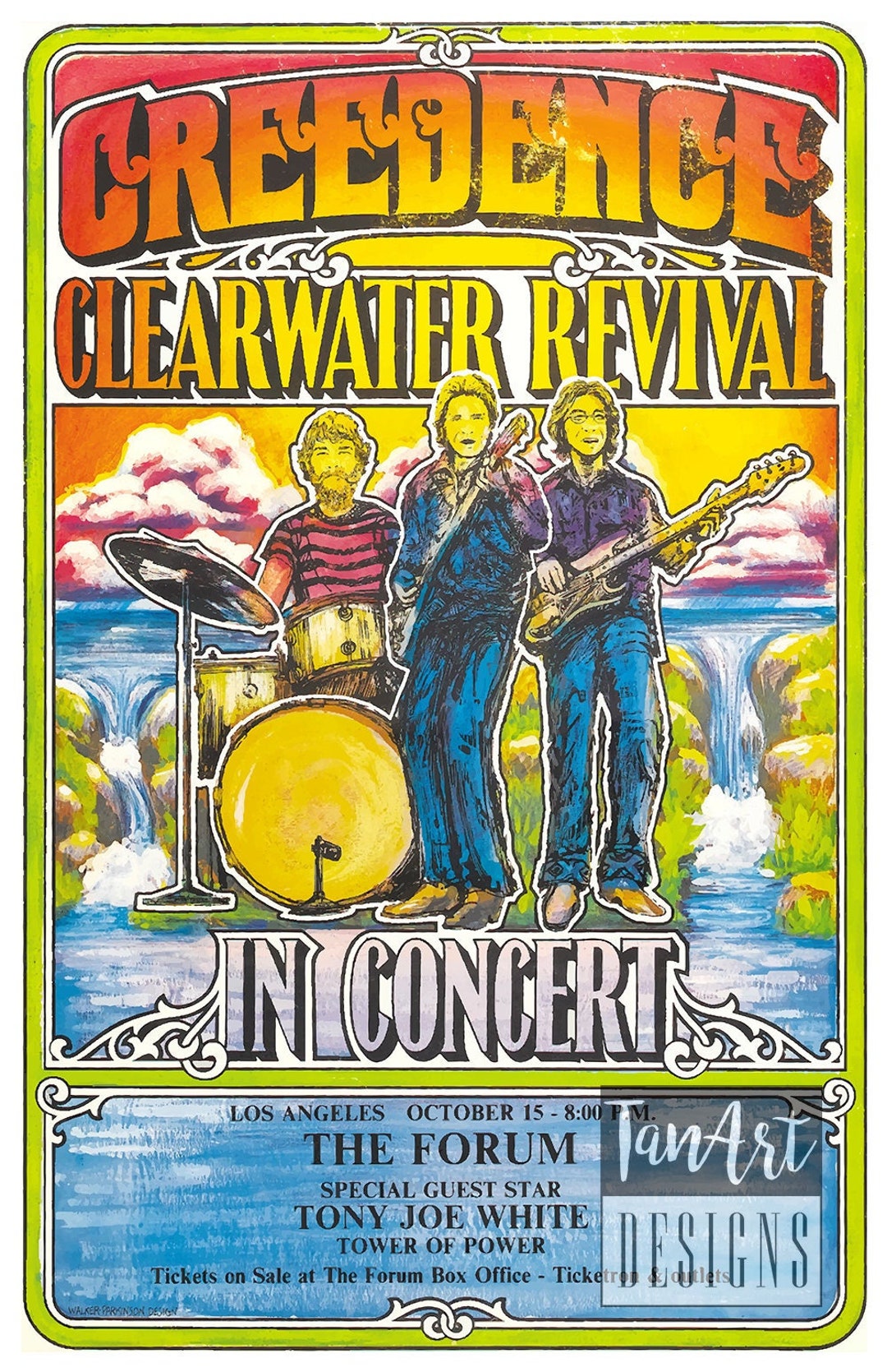 Creedence Clearwater Revival Los Angeles Concert Poster Retro Rock ...