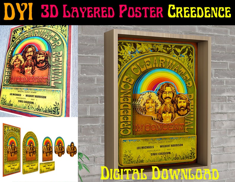 Creedence 3D Layered Poster for Shadowbox. DYI Digital Download. Print ...