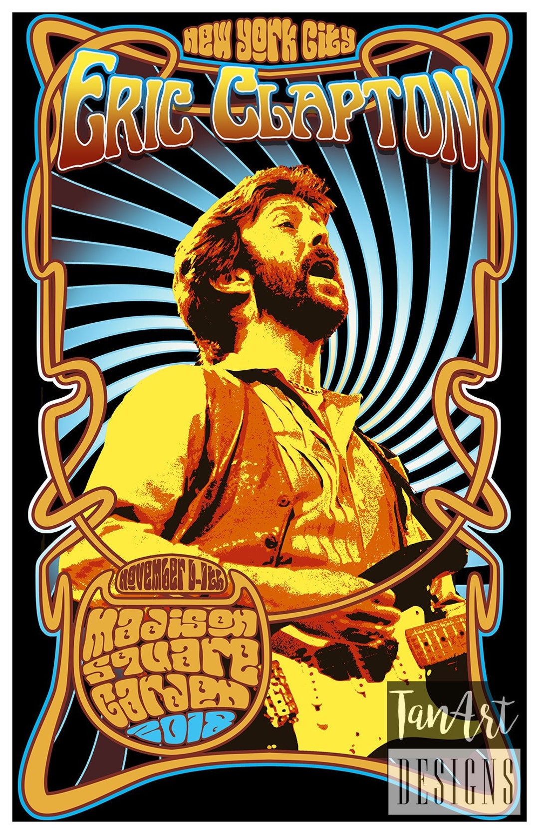 Eric Clapton Live Madison Square Garden Poster Eric Clapton Vintage ...