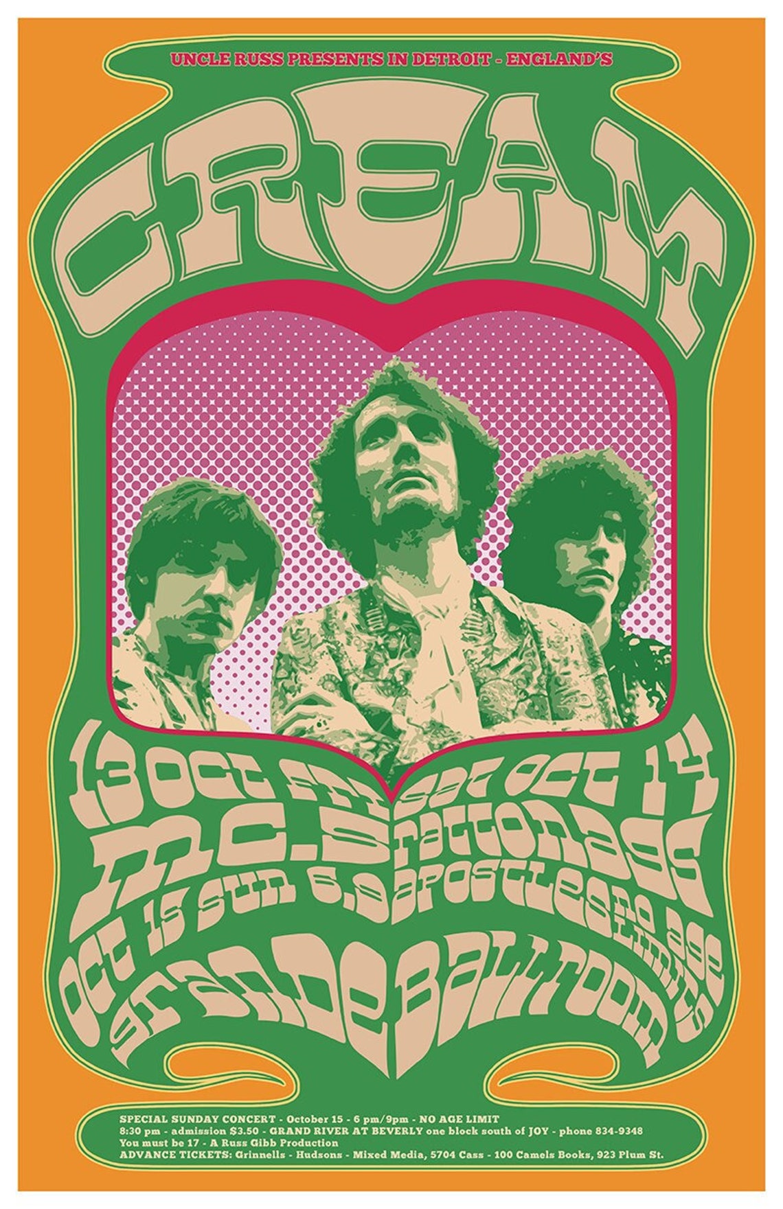 Framed Cream Vintage Style Poster Cream Tour Poster Retro - Etsy