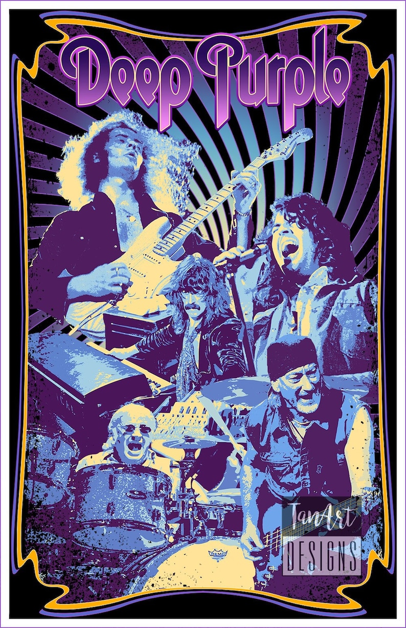 Deep Purple Illustration Poster Deep Purple Vintage Poster - Etsy