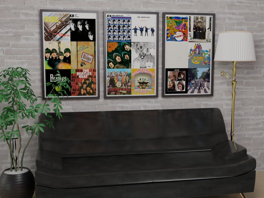Framed the Beatles Album Covers Poster Set of Three Beatles Vintage ...