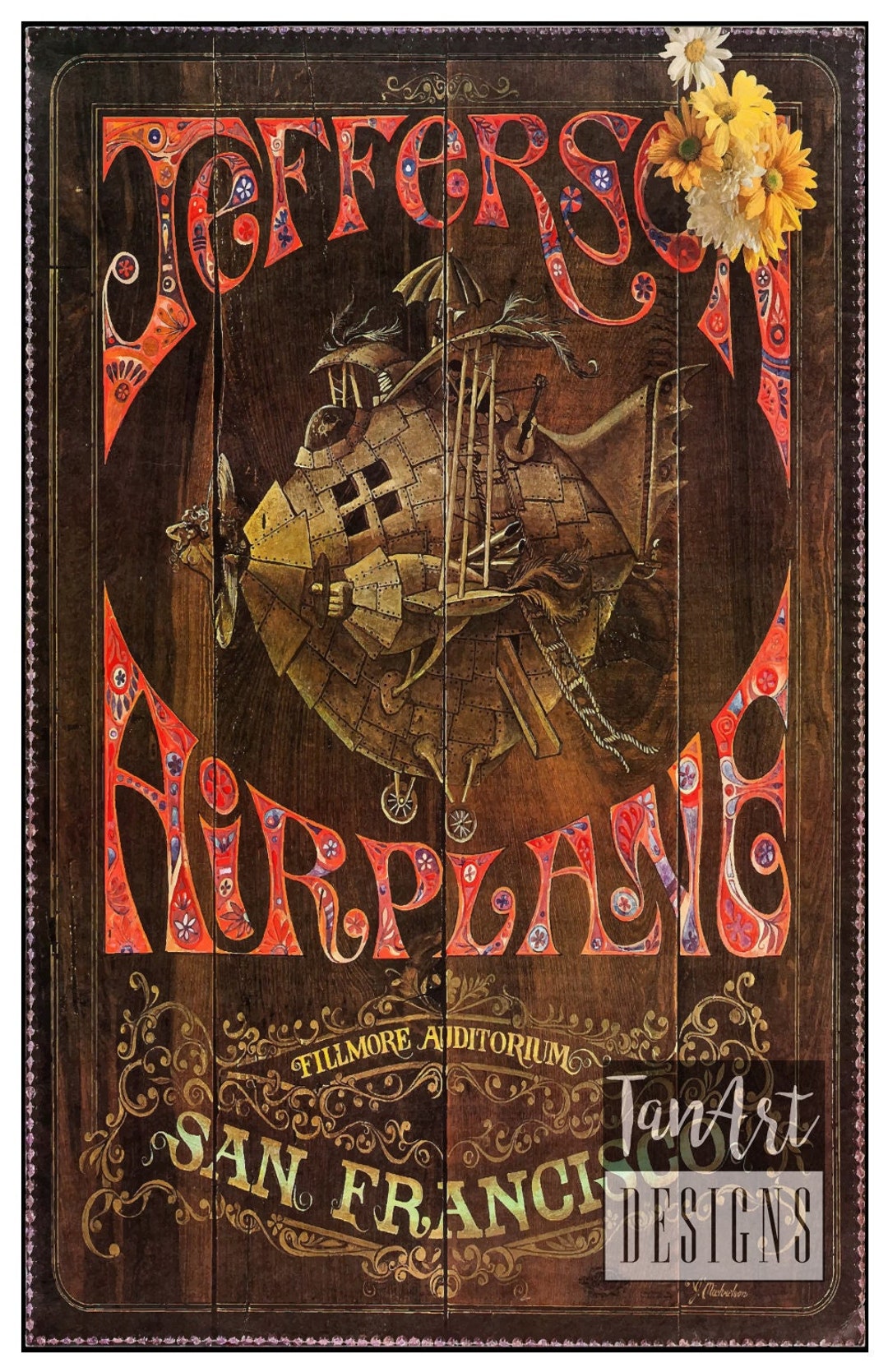 Jefferson Airplane Wooden Poster Retro Rock Poster Vintage Wall Art ...