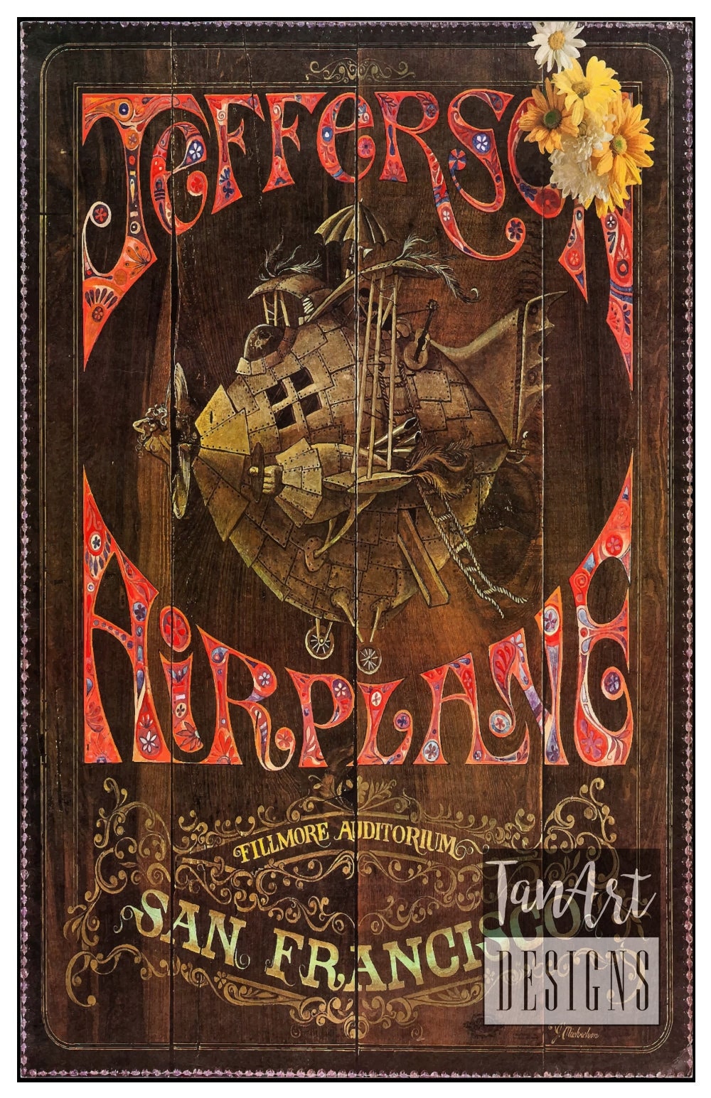 Jefferson Airplane Wooden Poster Retro Rock Poster Vintage Wall Art ...