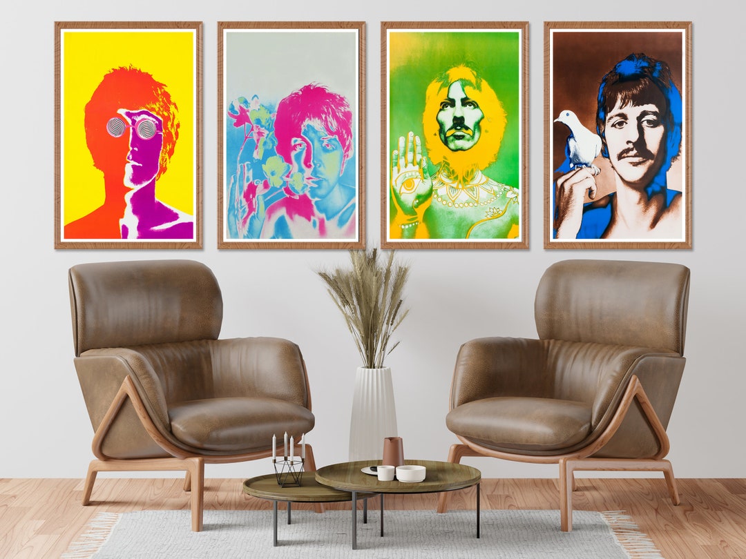 Framed Beatles Look Magazine Poster Set of Four Beatles Vintage Poster ...