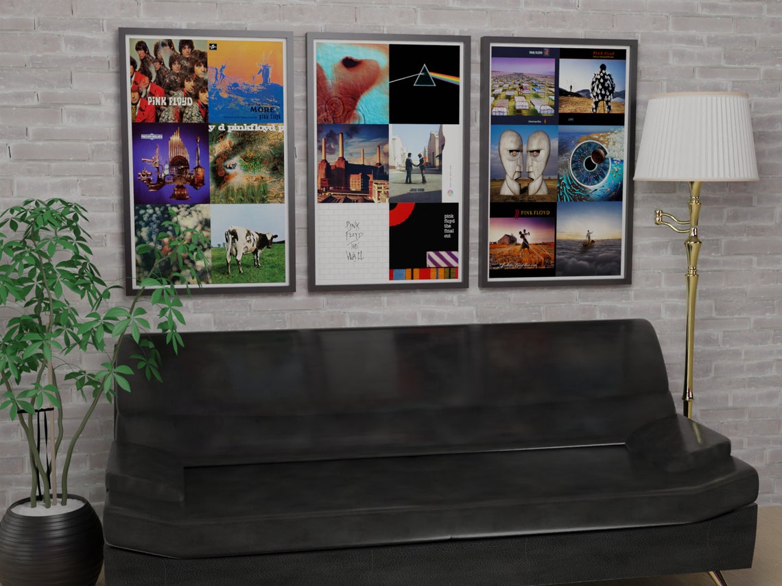 Framed Pink Floyd Album Covers Poster Set of Three Pink Floyd Vintage ...
