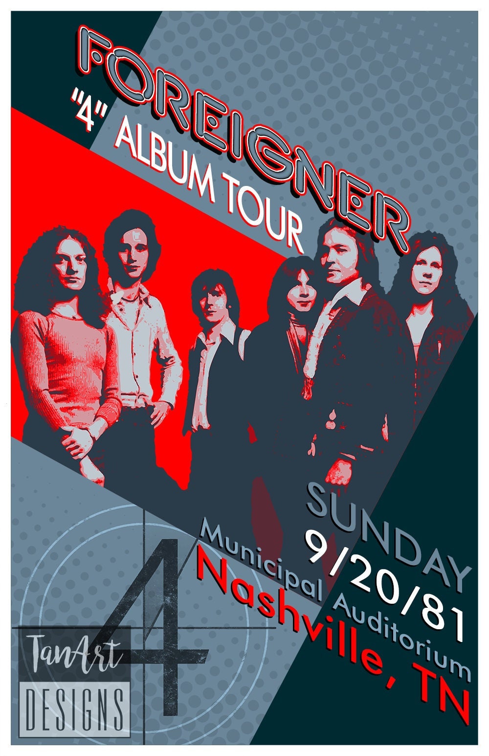 Foreigner Concert Poster Foreigner Tour Poster Retro Rock Poster ...