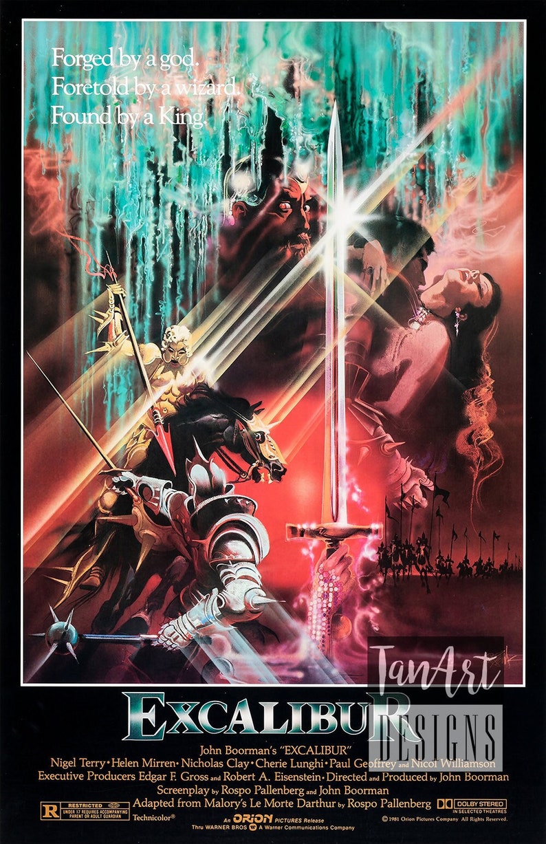 Excalibur Poster Excalibur Movie Poster Vintage Wall Art Retro Wall Art ...