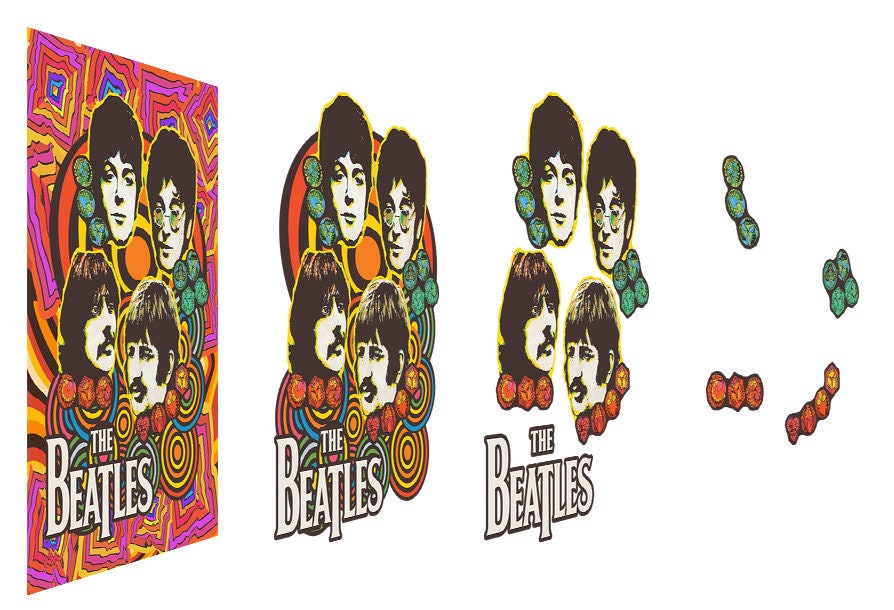 The Beatles 3D Layered Poster for Shadowbox. DYI Digital Download ...