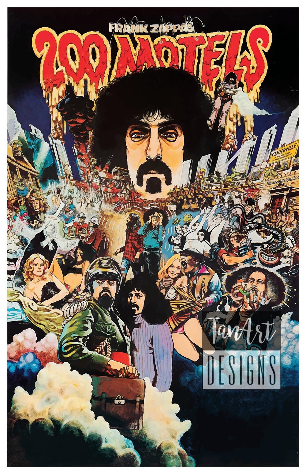 Frank Zappa 200 Motels Poster Frank Zappa Vintage Poster Retro Rock ...