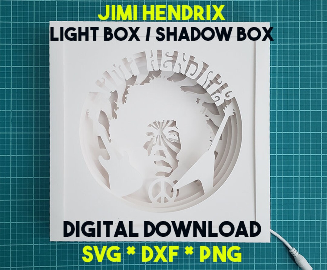Jimi Hendrix Light Box / Shadow Box Template, Lightbox SVG Cricut, DYI ...