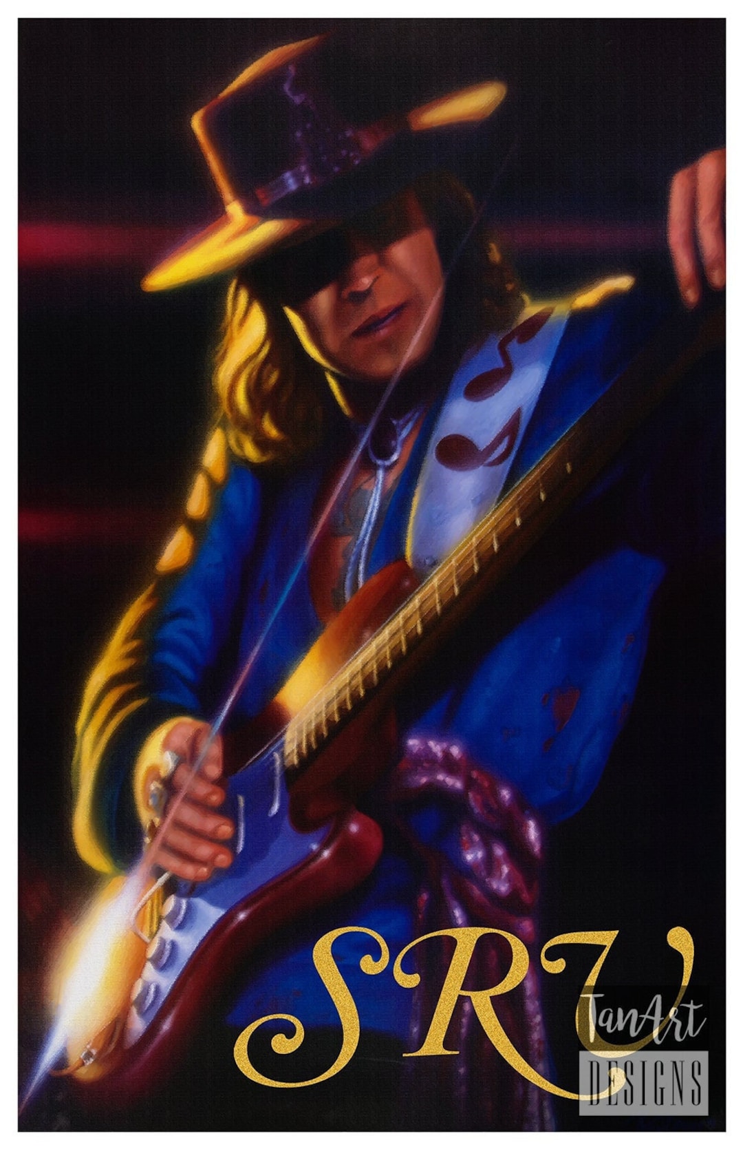 Stevie Ray Vaughan Painting Poster SRV Poster Stevie Ray Vaughan ...