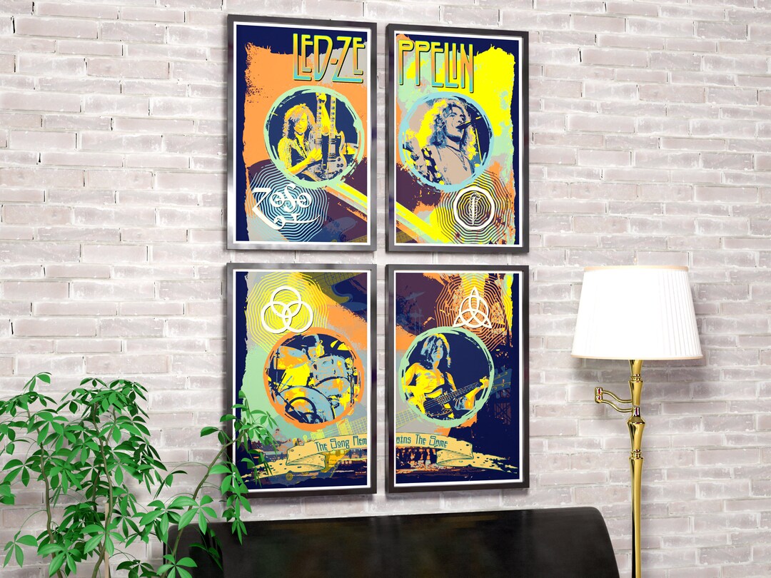 Led Zeppelin Set of Four Posters Led Zeppelin Vintage Poster Retro Rock ...