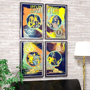 Led Zeppelin Set of Four Posters Led Zeppelin Vintage Poster Retro Rock ...
