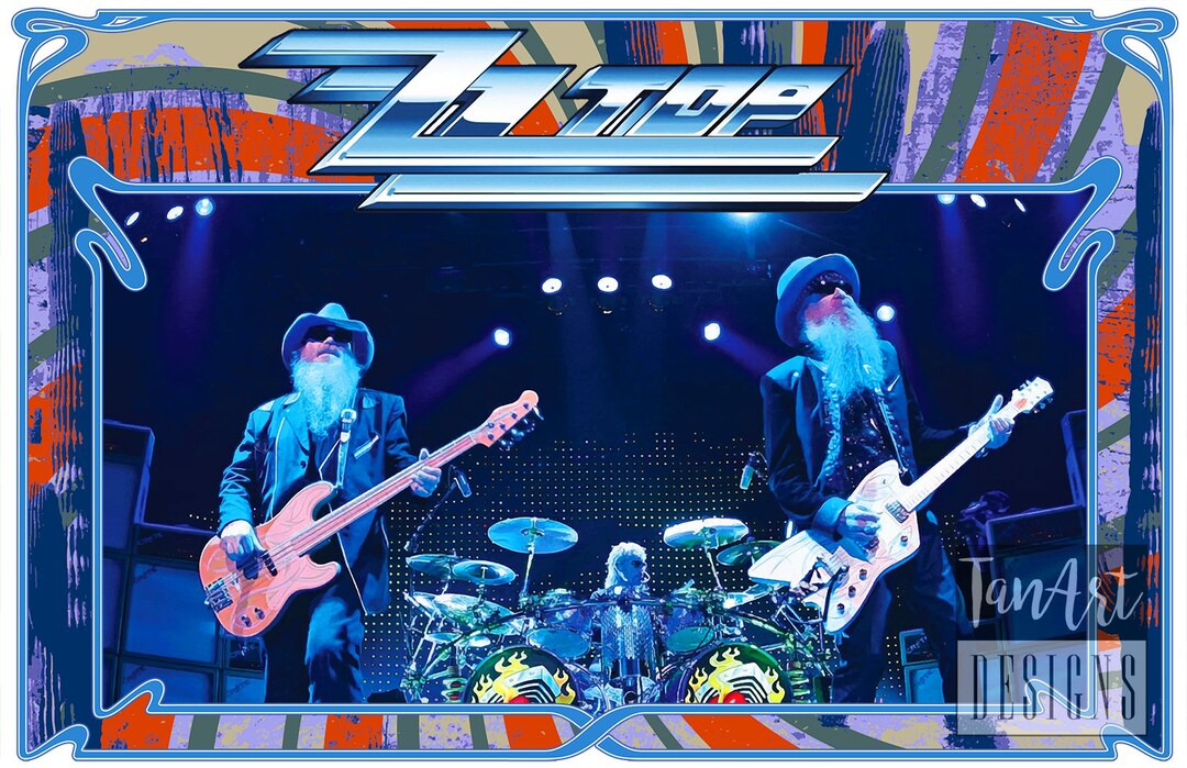 ZZ Top Live in Concert Poster ZZ Top Vintage Poster Retro Rock Poster ...