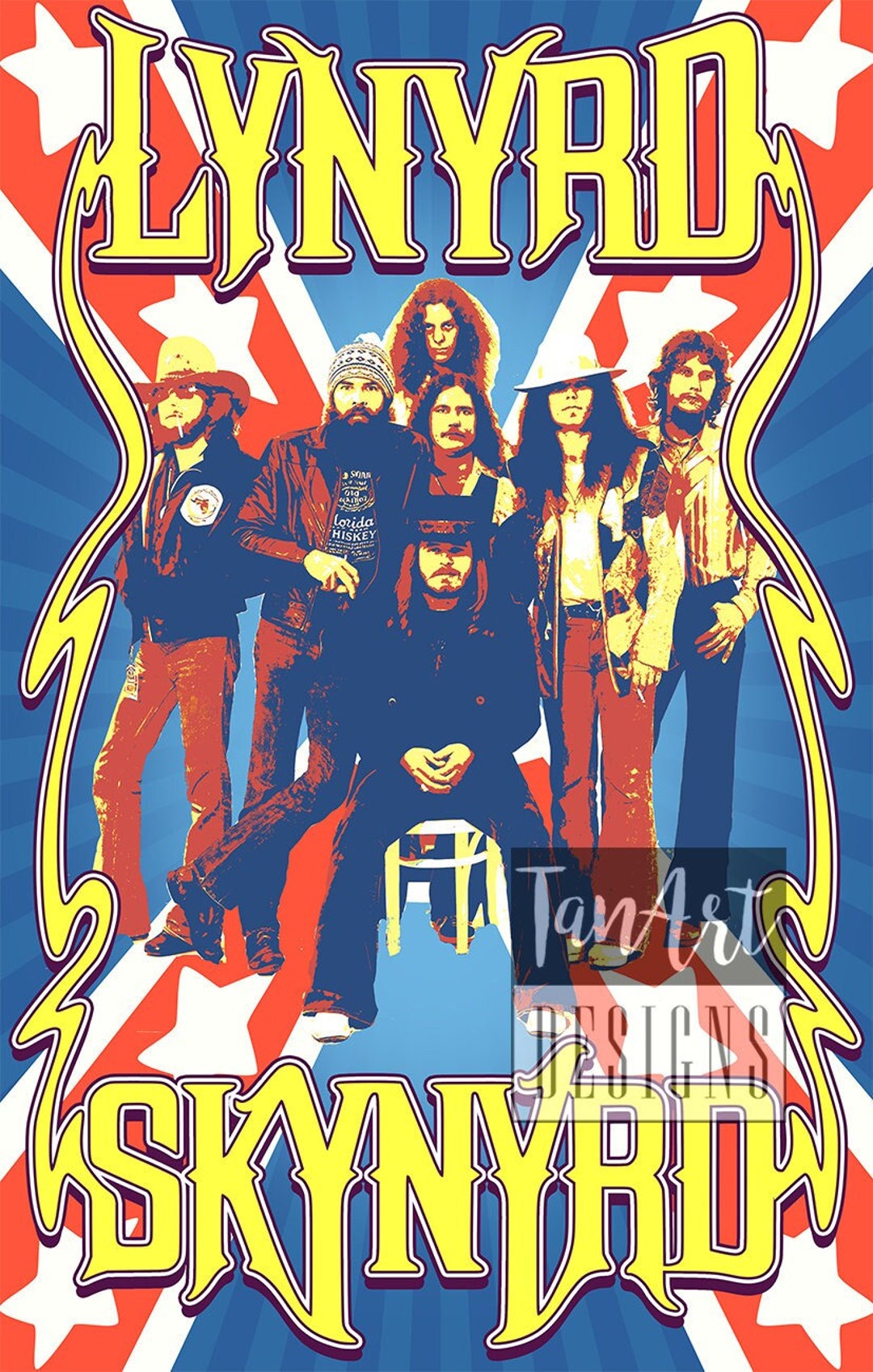 Lynyrd Skynyrd Southern Flag Poster Lynyrd Skynyrd Vintage Poster Retro ...