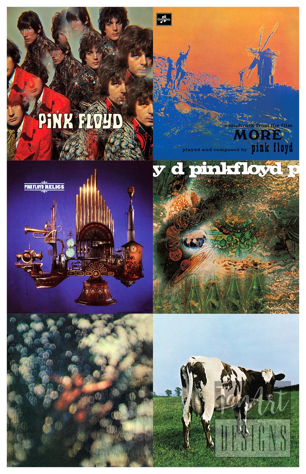 Framed Pink Floyd Album Covers Poster Set of Three Pink Floyd Vintage ...