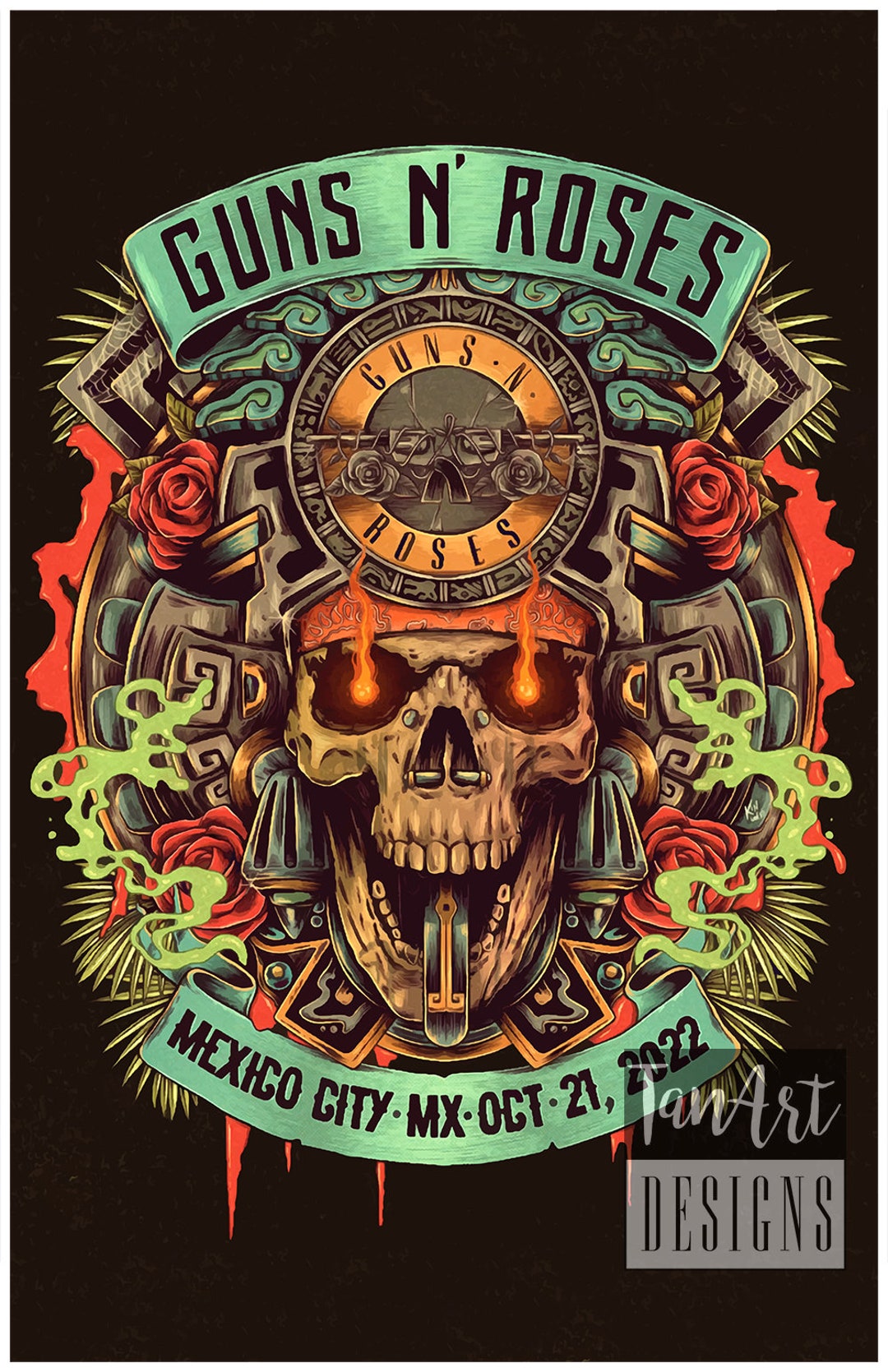 Guns N' Roses Mexico City Tour Poster Guns N' Roses Vintage Poster ...