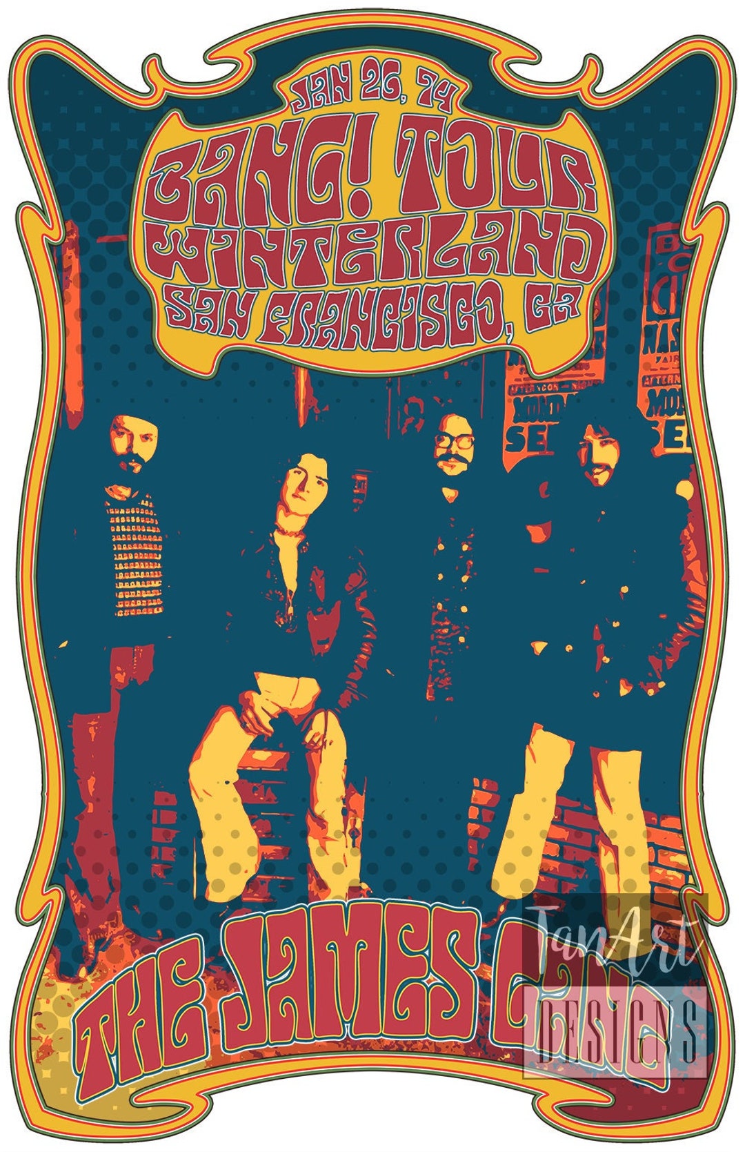 The James Gang Concert Poster James Gang Tour Poster Retro Rock Poster ...
