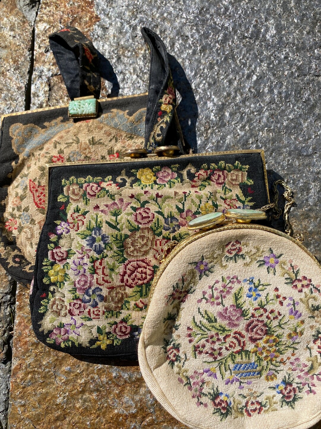 A Collection of Three Petit Point Evening Bags From Three Decades - Etsy