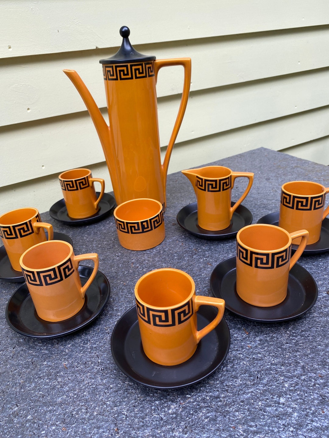 Portmeirion Greek Key Coffee Set for Six - Etsy