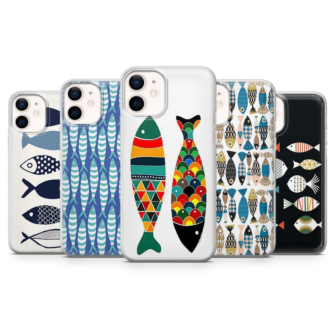 Ocean Aesthetic Fish Phone Case Watercolor Case for iPhone 15,14,13,7 ...