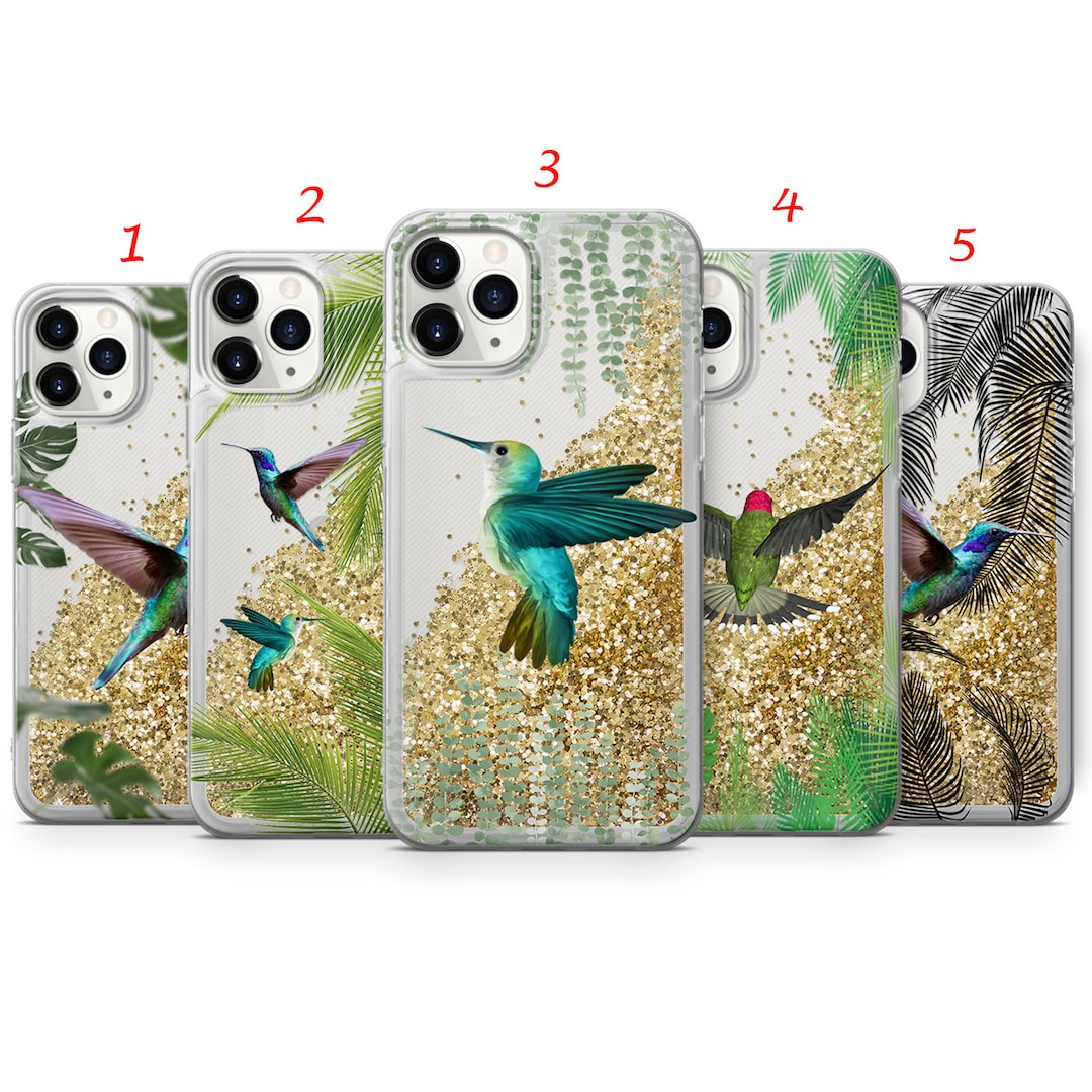 Clear Hummingbird Phone Case: Gold Glitter, Tropical Design - Etsy