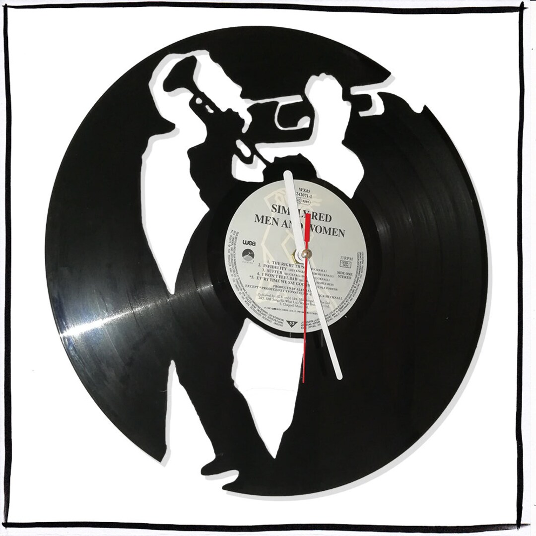 Wall Clock Vinyl Record Watch With Trumpet Player Motif - Etsy