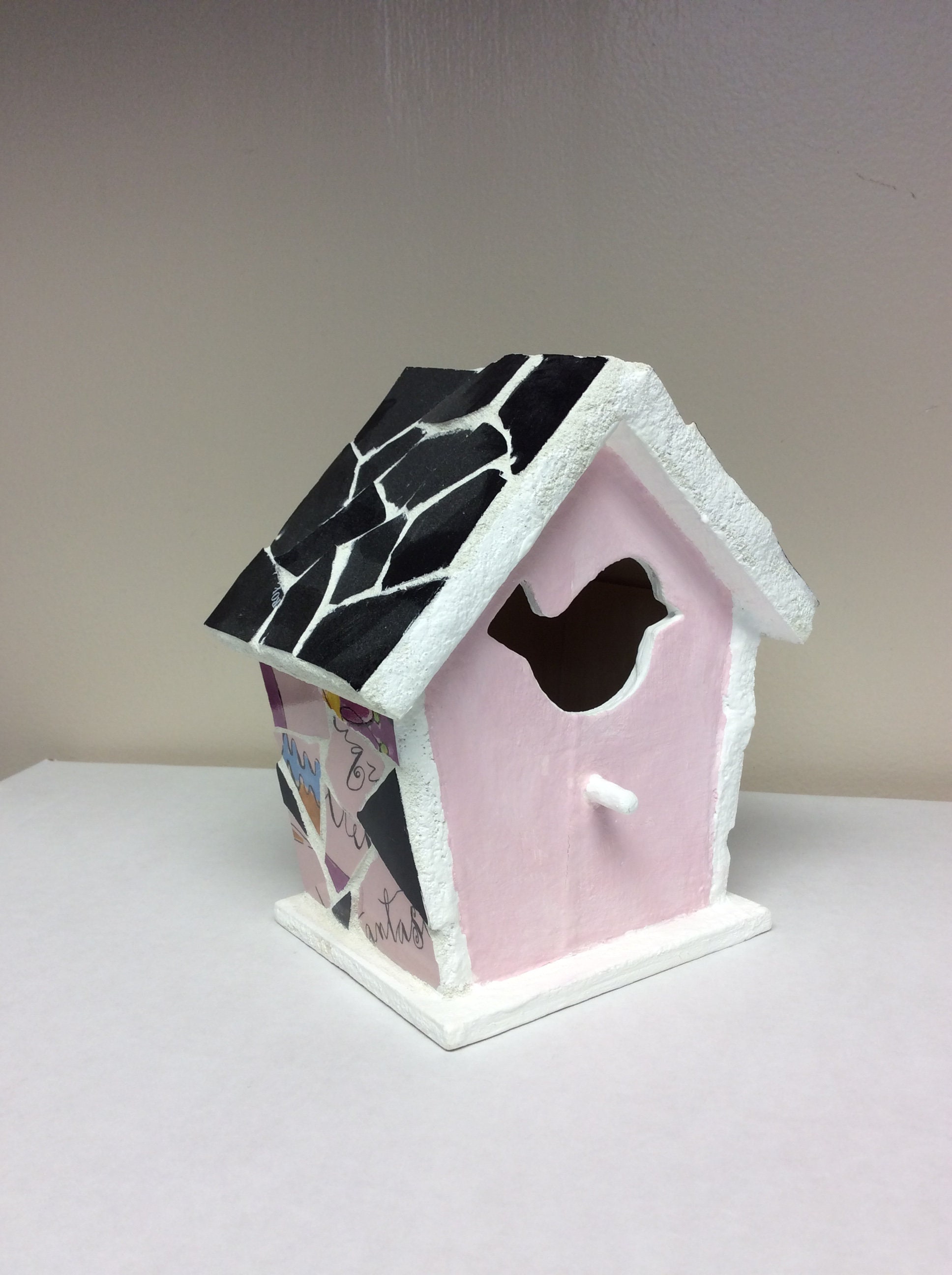 Pink Chickadee Mosaic Birdhouse - Etsy