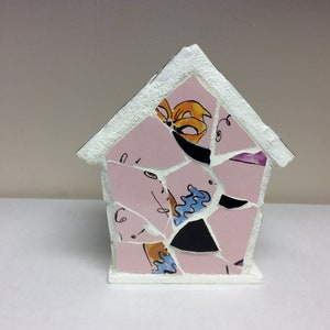 Pink Chickadee Mosaic Birdhouse - Etsy