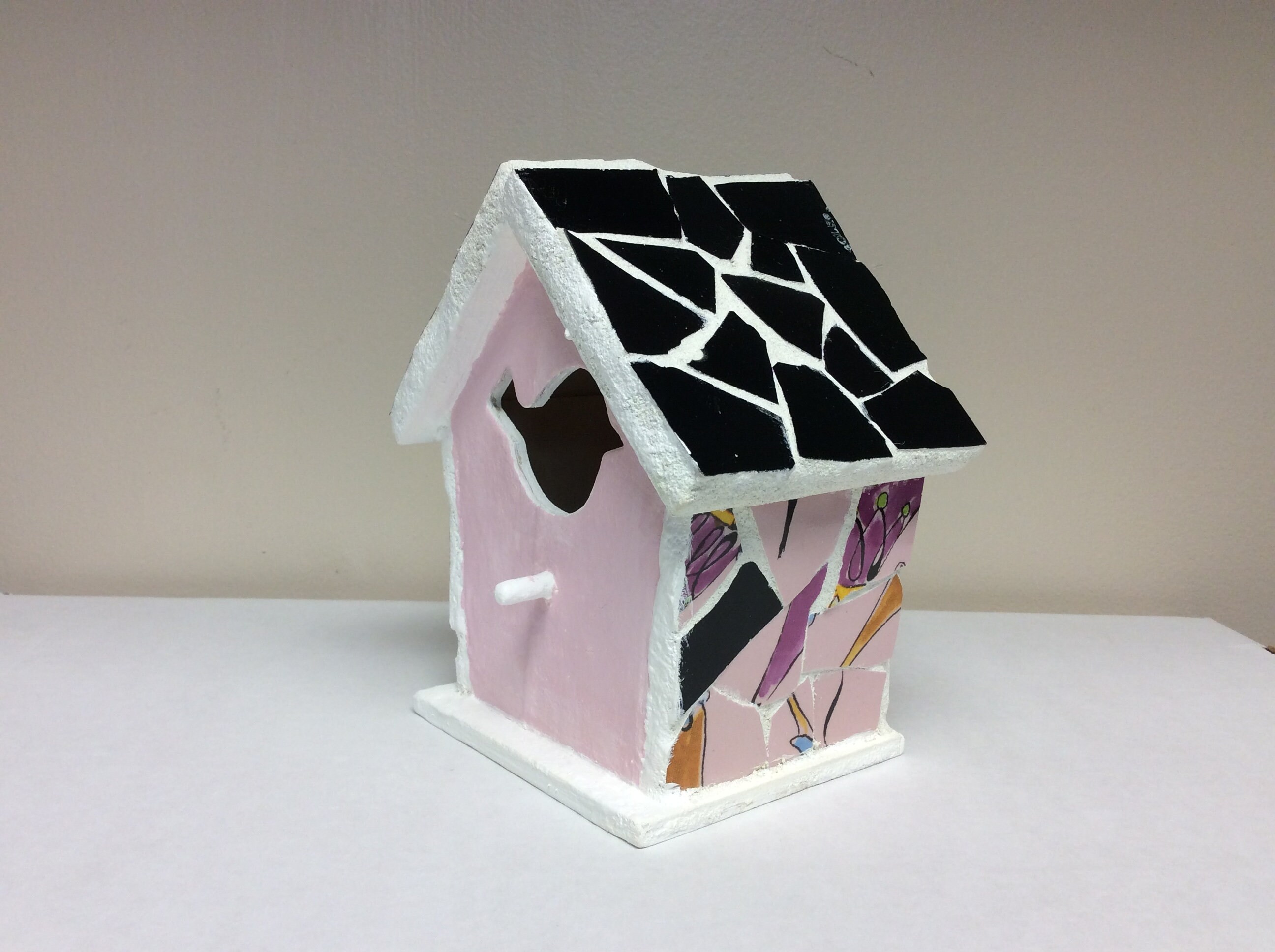 Pink Chickadee Mosaic Birdhouse - Etsy