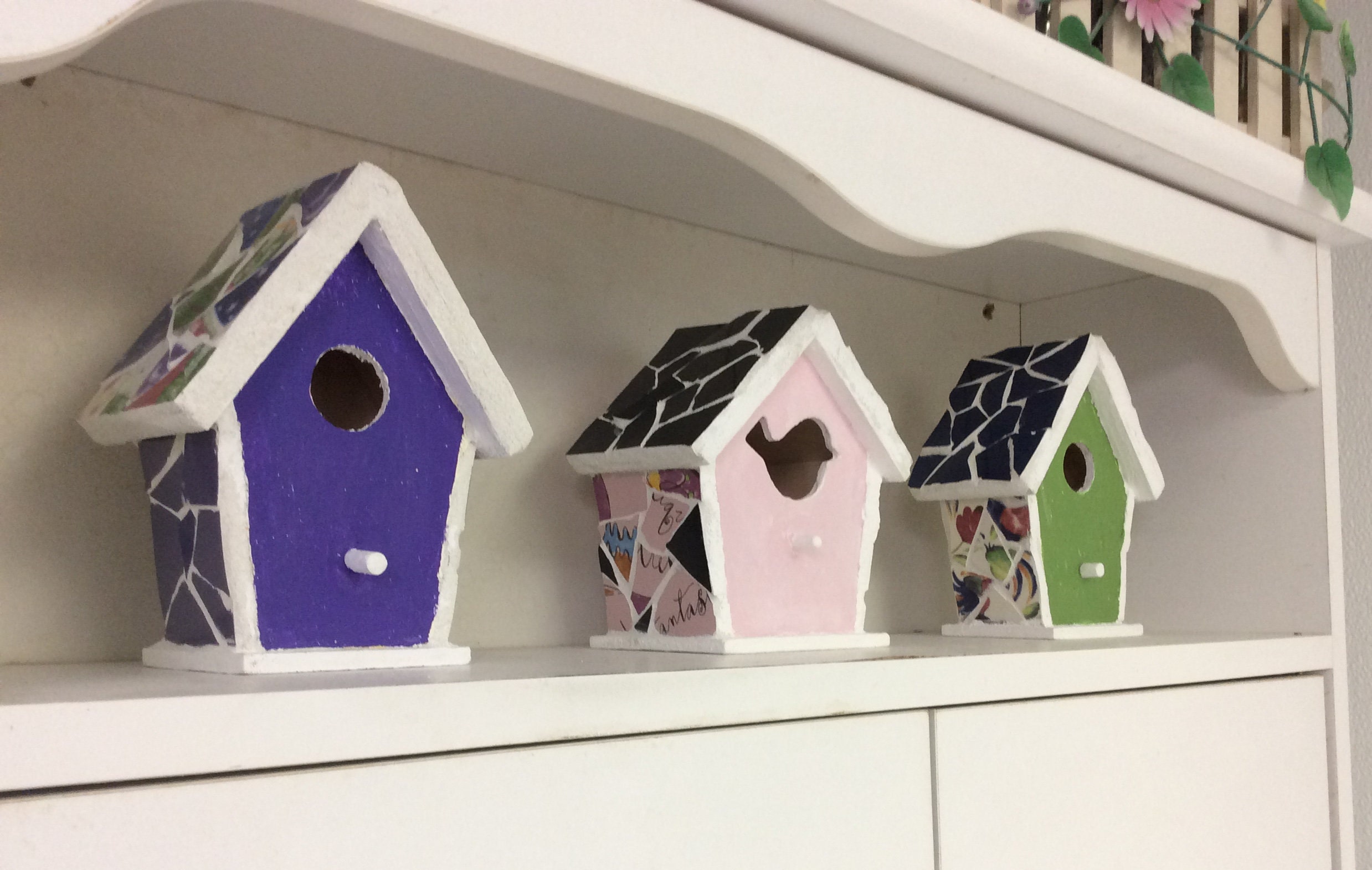 Pink Chickadee Mosaic Birdhouse - Etsy