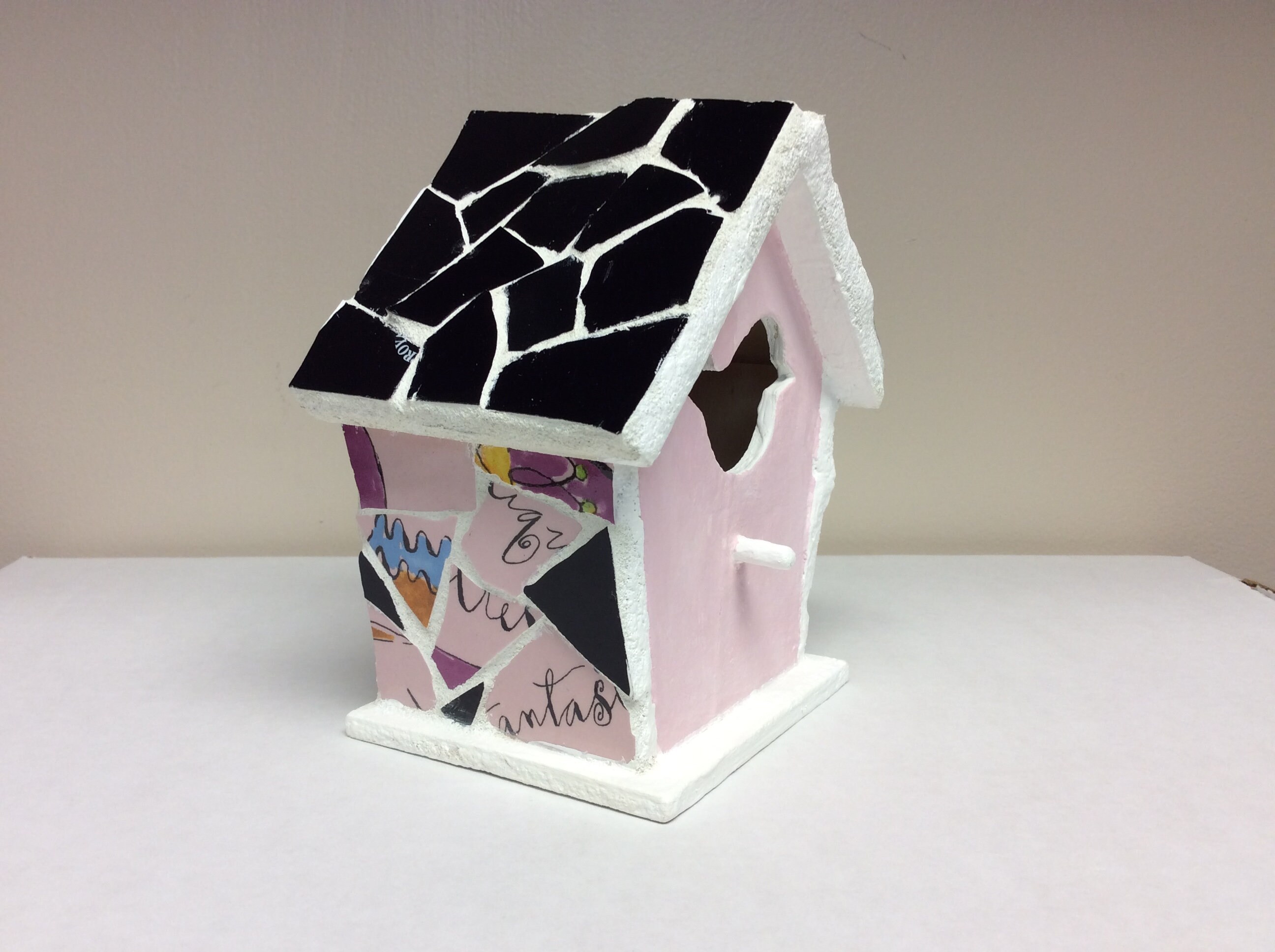 Pink Chickadee Mosaic Birdhouse - Etsy