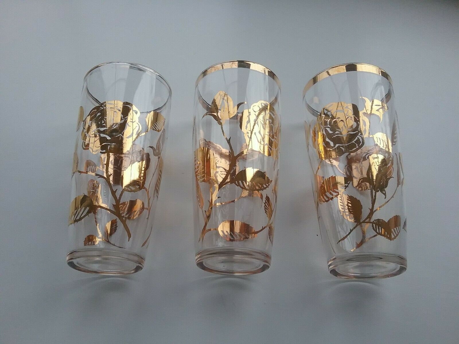 Set Of 3 Vintage French Gold Glasses Drinking Glasses Gold Etsy