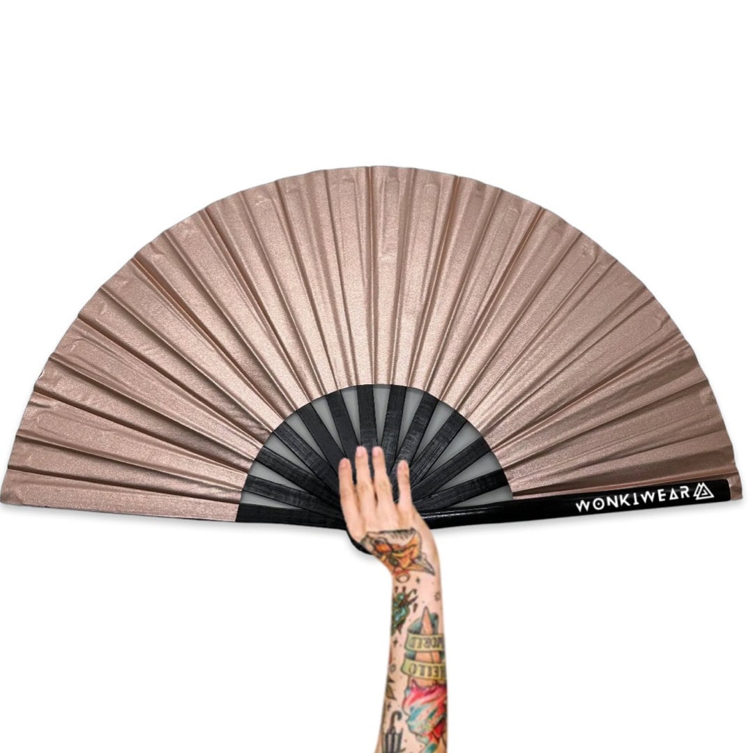 Personalised Folding Fan, Rose Gold Shimmery, Big Large Foldable Hand ...