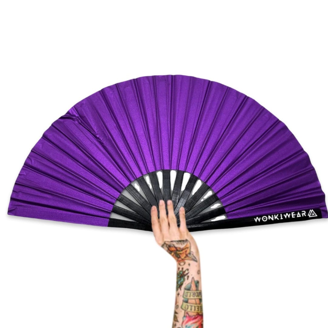 Personalised Folding Fan, Purple Shimmery, Big Large Foldable Hand Fan ...