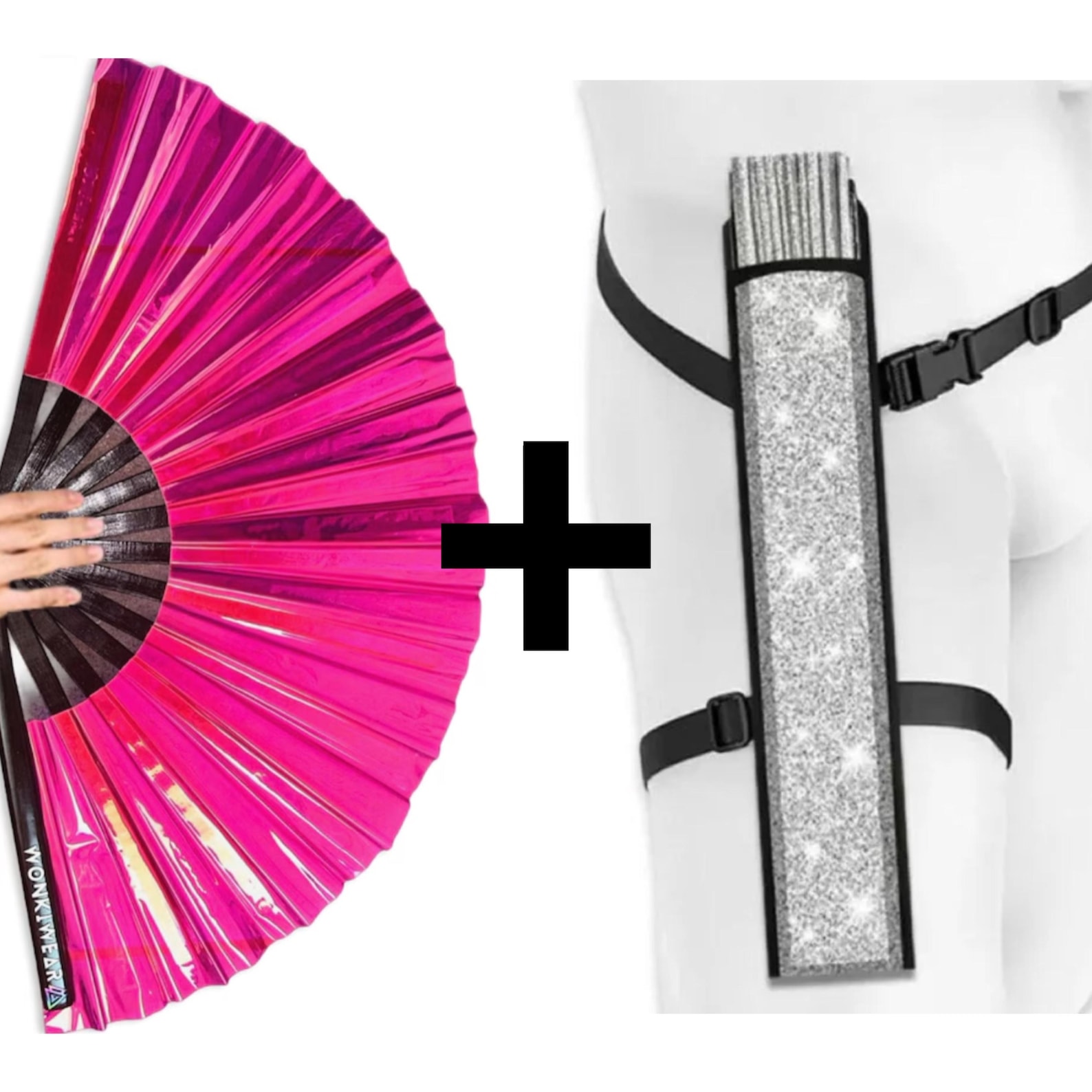 XL Festival Fan Iridescent, Pink Passion, Big Folding Hand Fan for ...