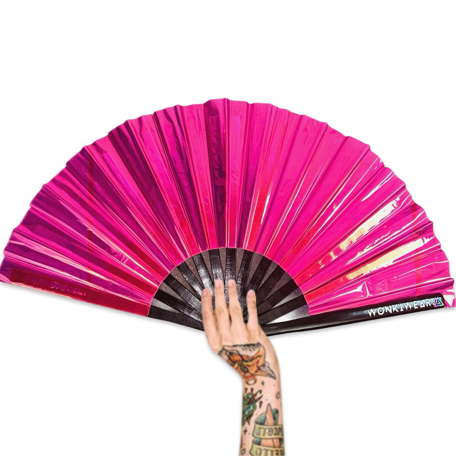XL Festival Fan Iridescent, Pink Passion, Big Folding Hand Fan for ...