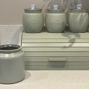 Sage Green Kitchen Canister Set: Tea, Coffee, Sugar Jars & Bread Bin - Etsy